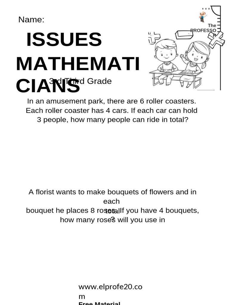 Mathematical Problems Workbook For Third Grade Elprofe20 | PDF
