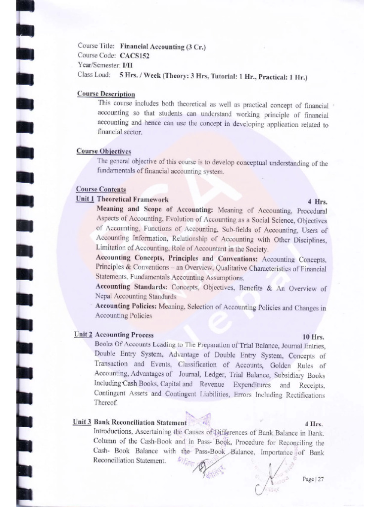 Financial Accounting BCA Syllabus CA Notes Nepal | PDF