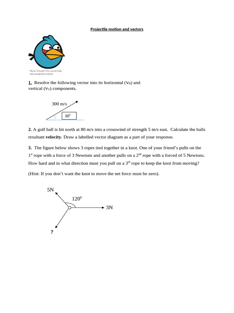 Projectile Motion and Vectors | PDF
