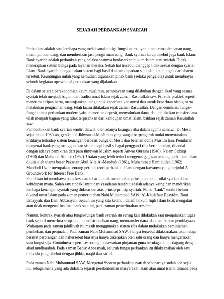 Sejarah Perbankan Syariah 2 | PDF