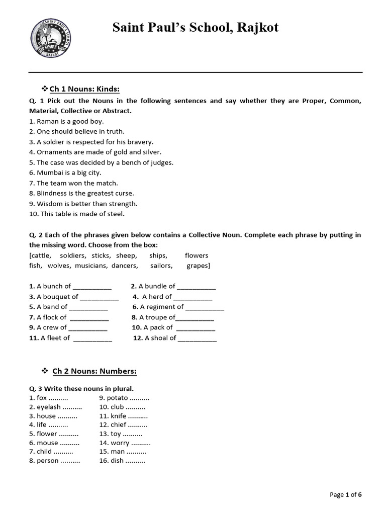 STD 6 Eng I Mid-Term Examination Worksheet | PDF | Grammatical Gender ...