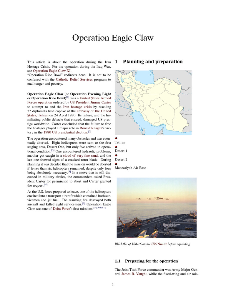 Operation Eagle Claw Overview | PDF