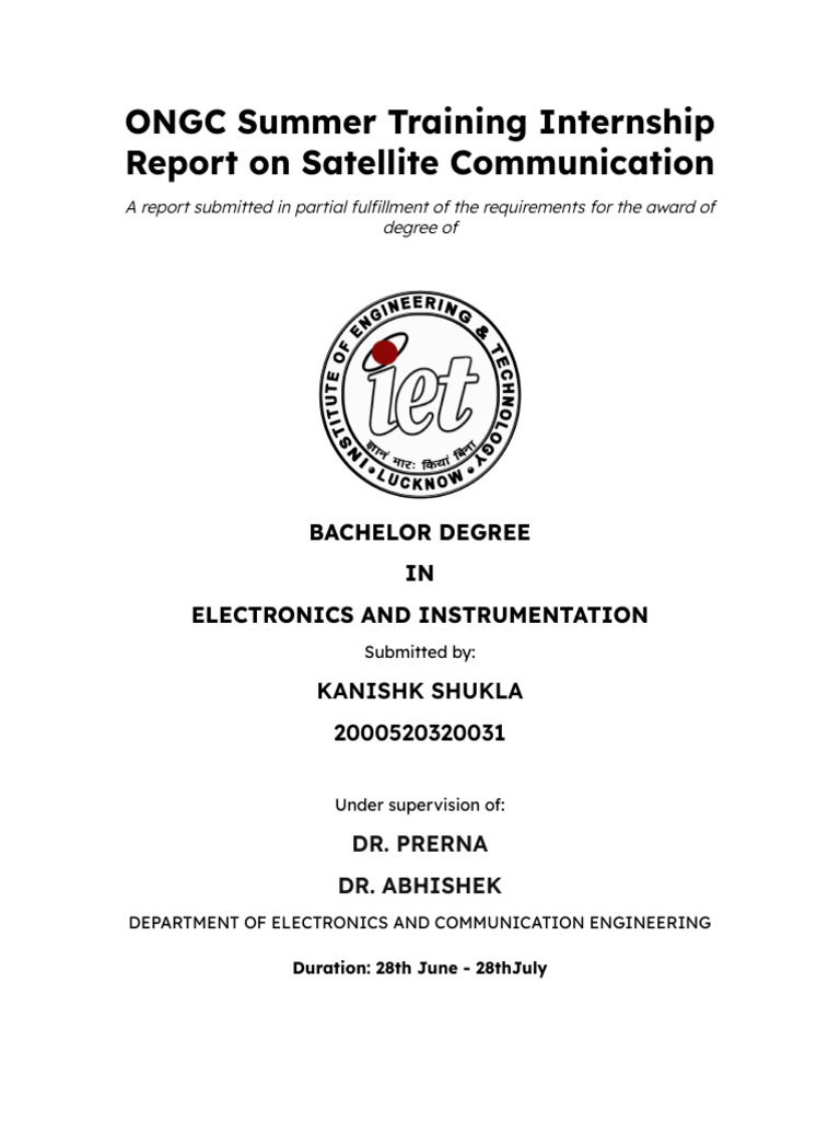 ONGC Summer Internship Report: Satellite Communication | PDF ...