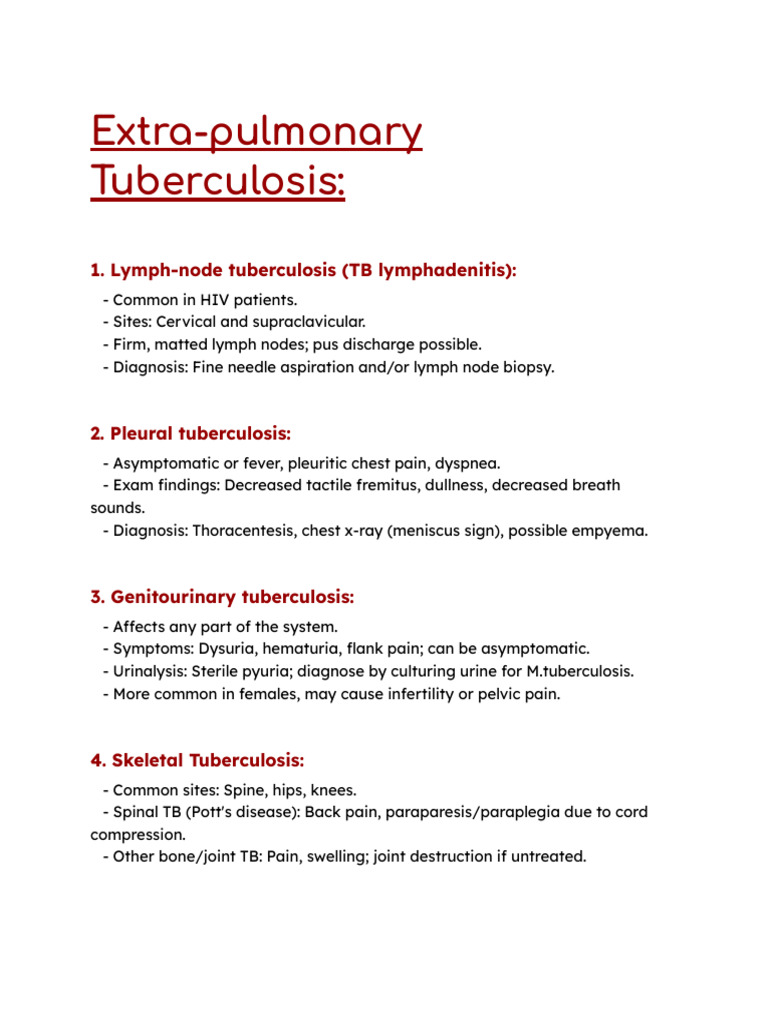 Tuberculosis (TB) - (Extra Pulmonary Tuberculosis) GM | PDF ...
