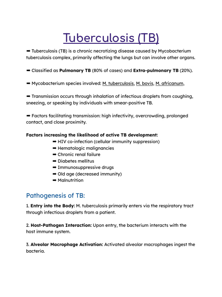 Tuberculosis (TB) - (Pulmonary Tuberculosis) GM | PDF | Tuberculosis ...