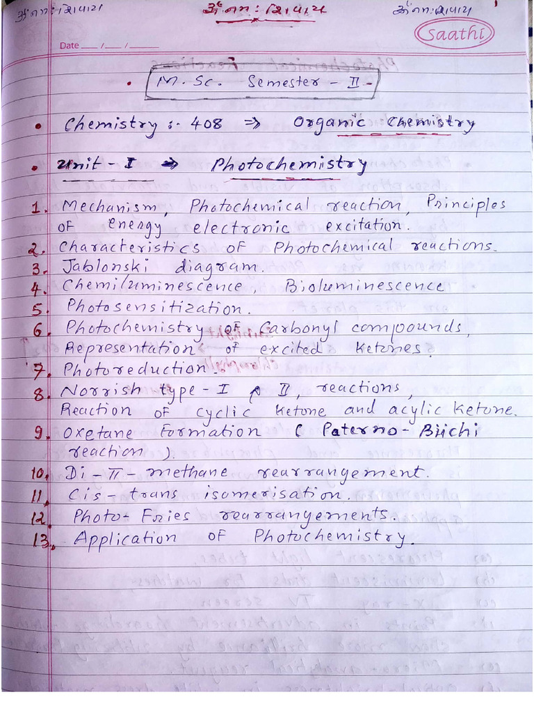 Paper 408, Unit 1, Photochemistry | PDF