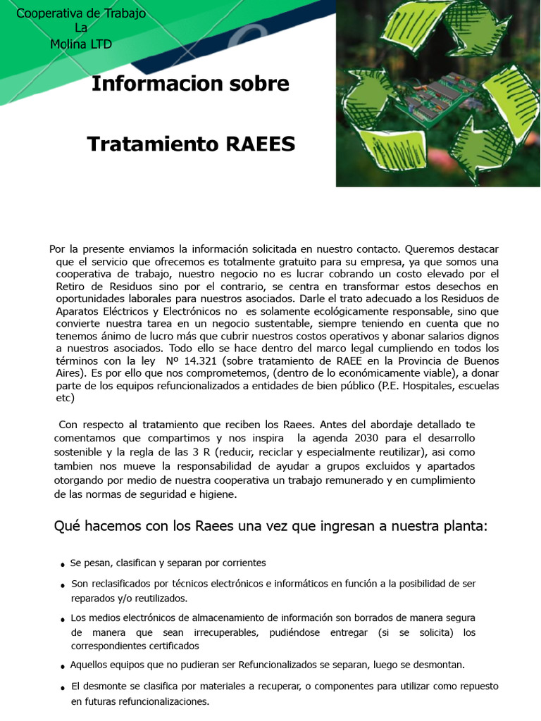 Informacion Sobre Tratamiento de Raees | PDF | Residuos | Reciclaje