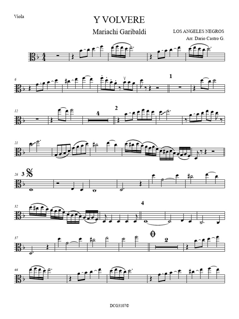 "Y Volveré - Mariachi Garibaldi Arrangement" | PDF
