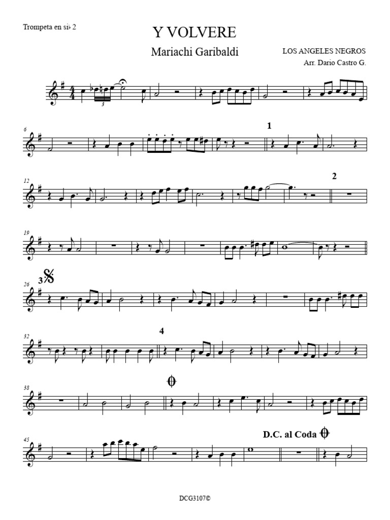 Arreglo de "Y Volveré" para Mariachi | PDF