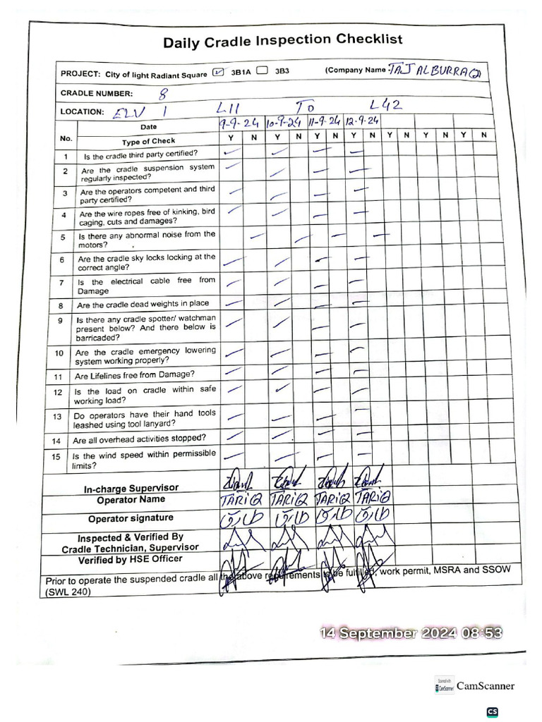 3B1A Cradle Checklist Report | PDF