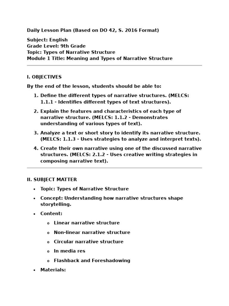 DLP - Different Types of Narrative Structure | PDF | Narrative | Human ...