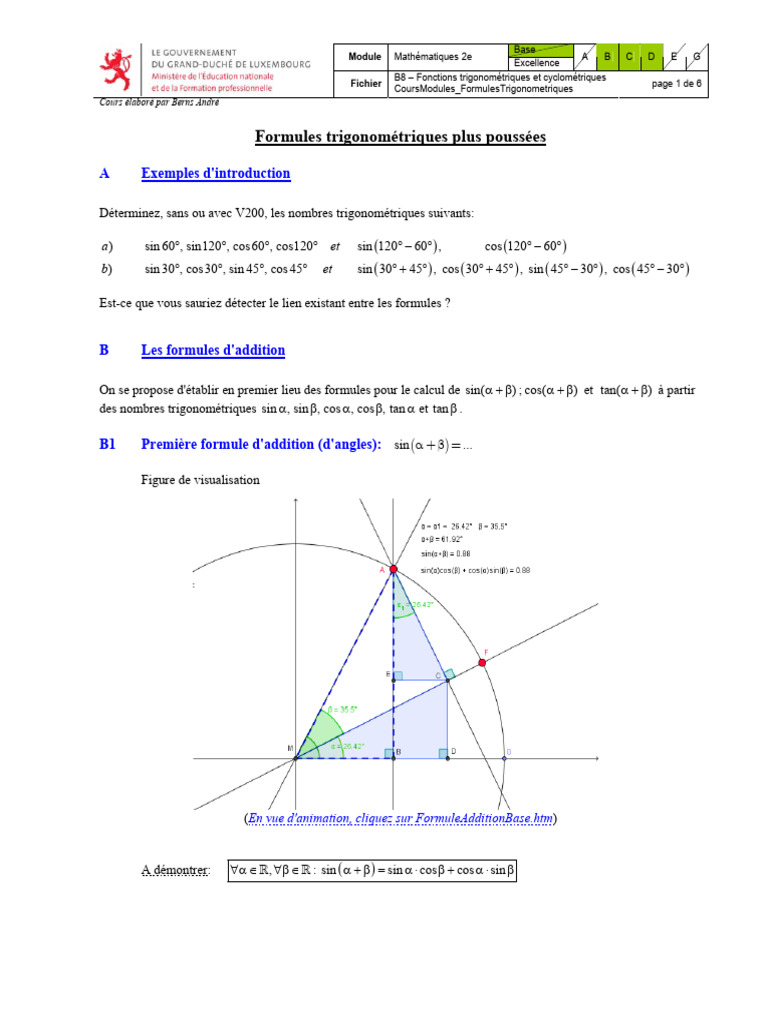 Formules Trigonométriques Avancées | PDF | Géométrie | Analyse complexe