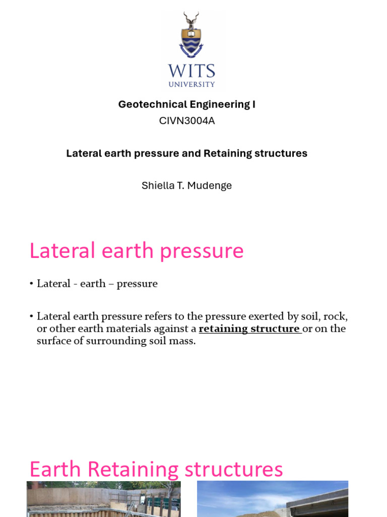 Lateral Earth Pressure Lecture Notes | PDF | Pressure | Mechanical ...