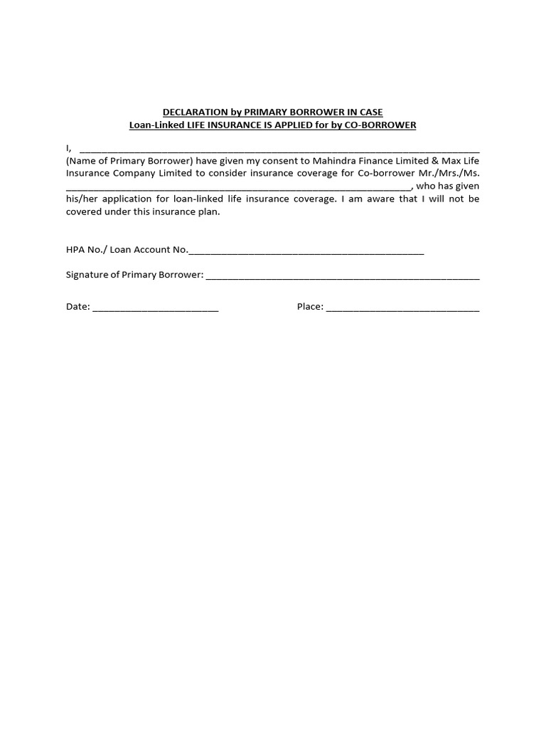 Annexure B - Co Borrower Declaration | PDF