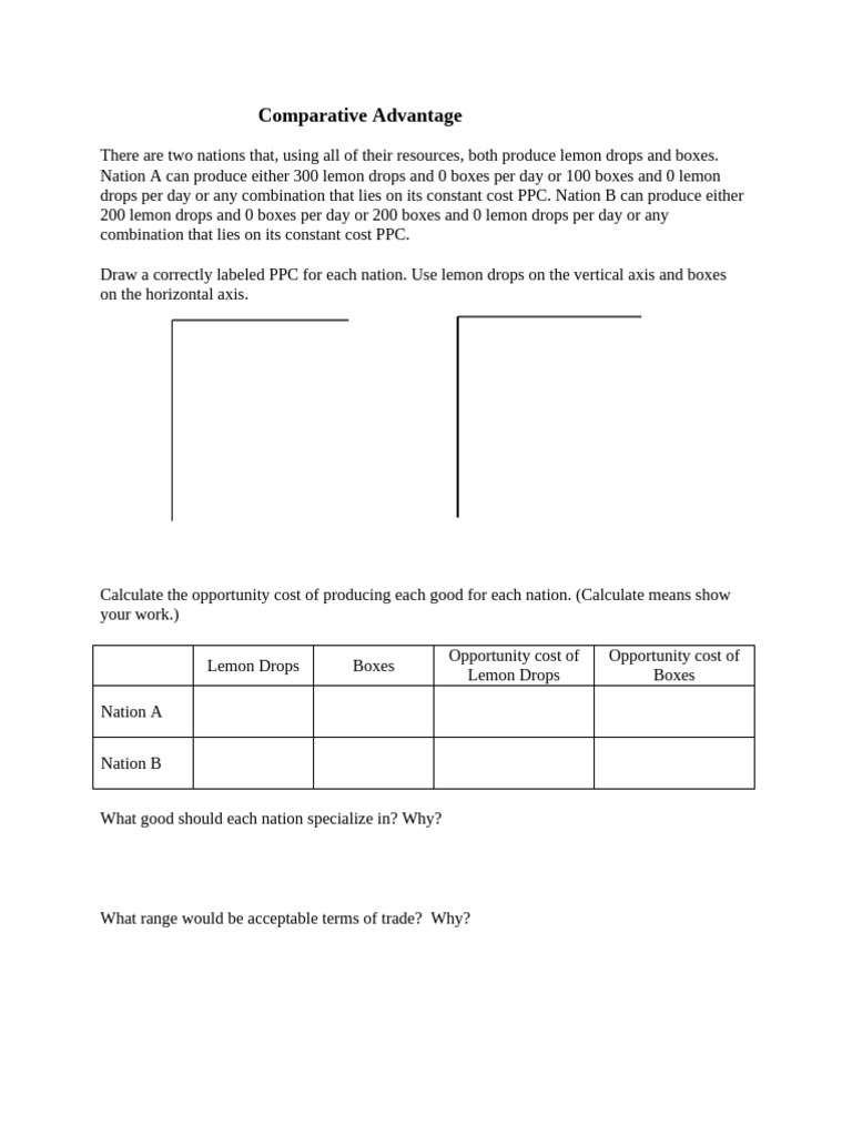 Comparative Advantage Practice | PDF | Comparative Advantage | Opportunity Cost