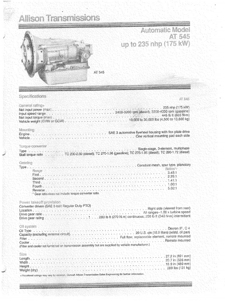 Allison AT 545 | PDF