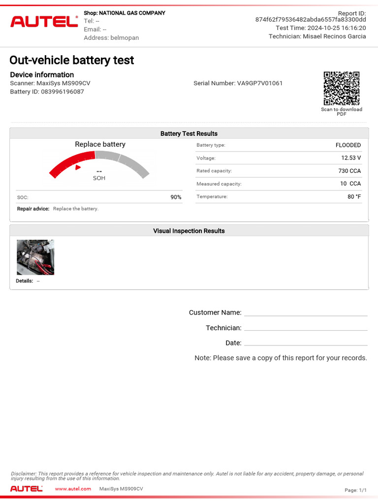 Battery Test Report for Replacement | PDF | Manufactured Goods ...