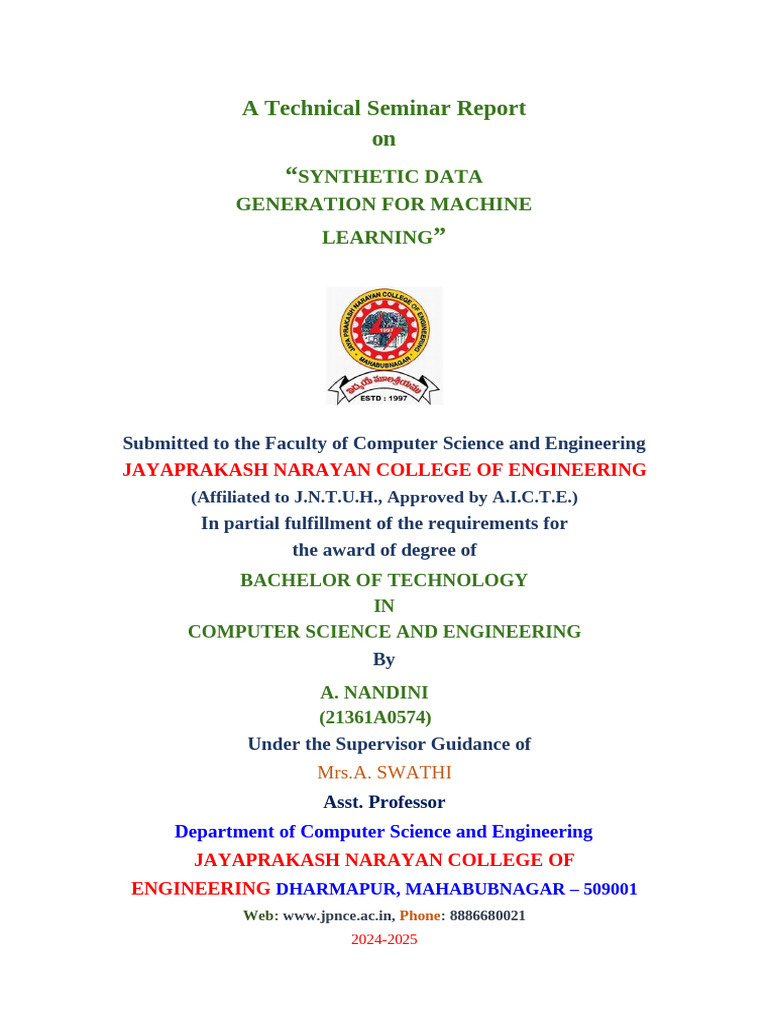 Synthetic Data Generation (1) .Nandhu | PDF | Machine Learning | Simulation