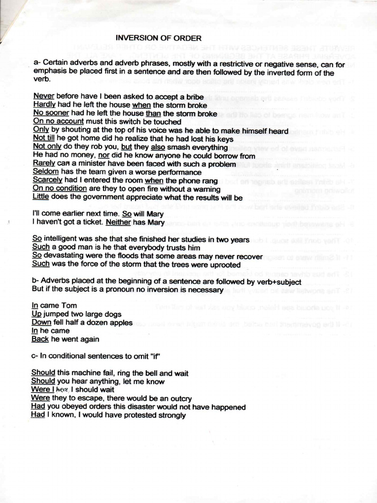 Inversion of Order | PDF