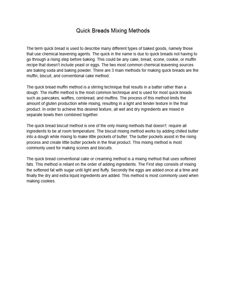 Quick Breads Assignment Foods 1020 | PDF