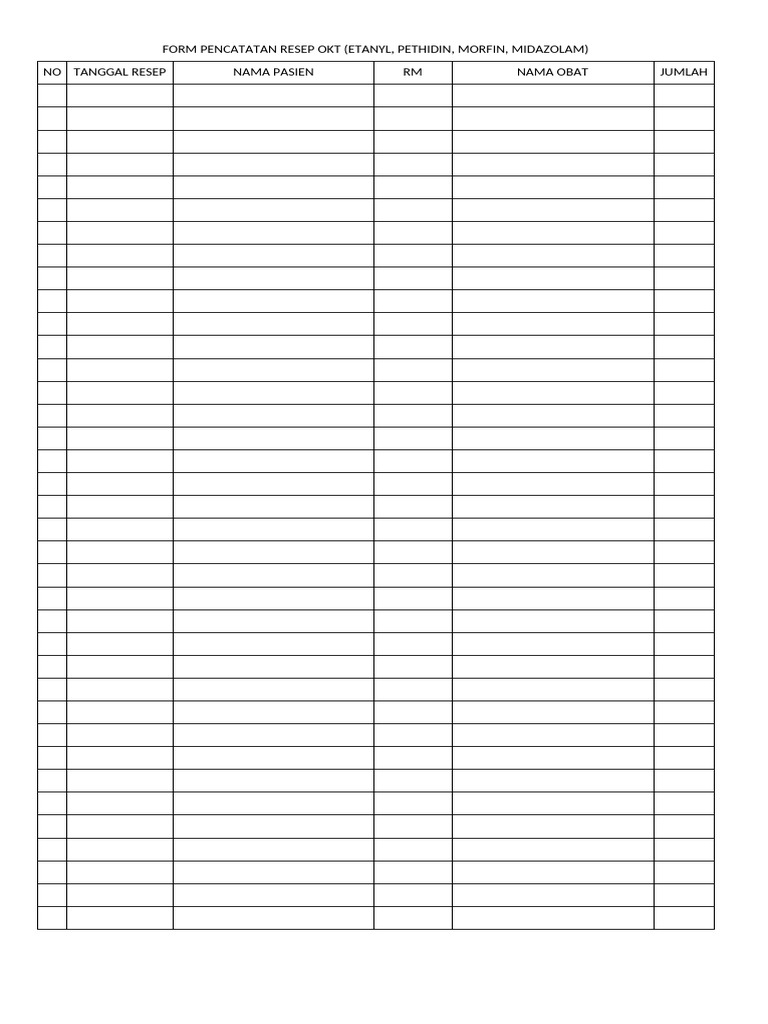Form Pencatatan Resep | PDF