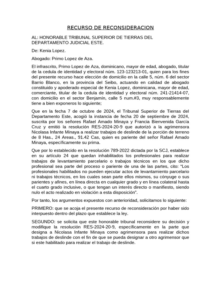 Recurso de reconsideracion | PDF | Gobierno | Justicia