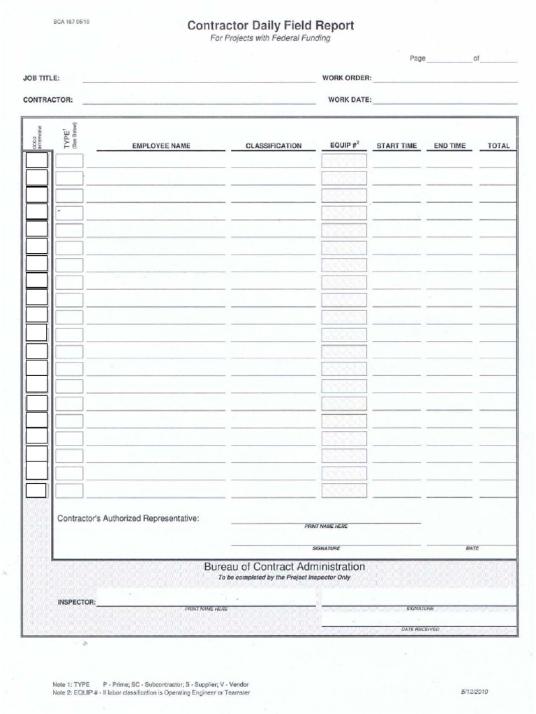 Daily Field Report - Form 167 - Blank Typable | PDF