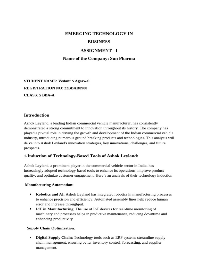 Vedant S Agarwal ET Individual Assignment | PDF | Automation | Internet Of Things