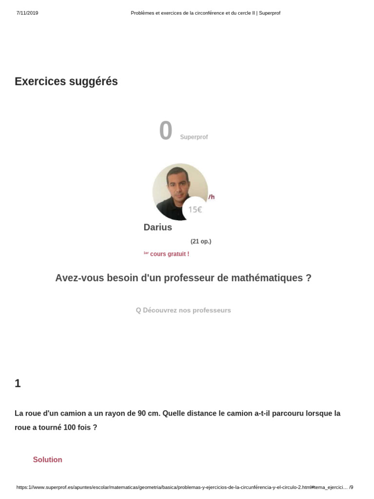 Exercices sur la circonférence et le cercle | PDF | Triangle | Zone