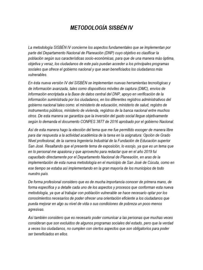 Metodologia Sisben Iv | PDF