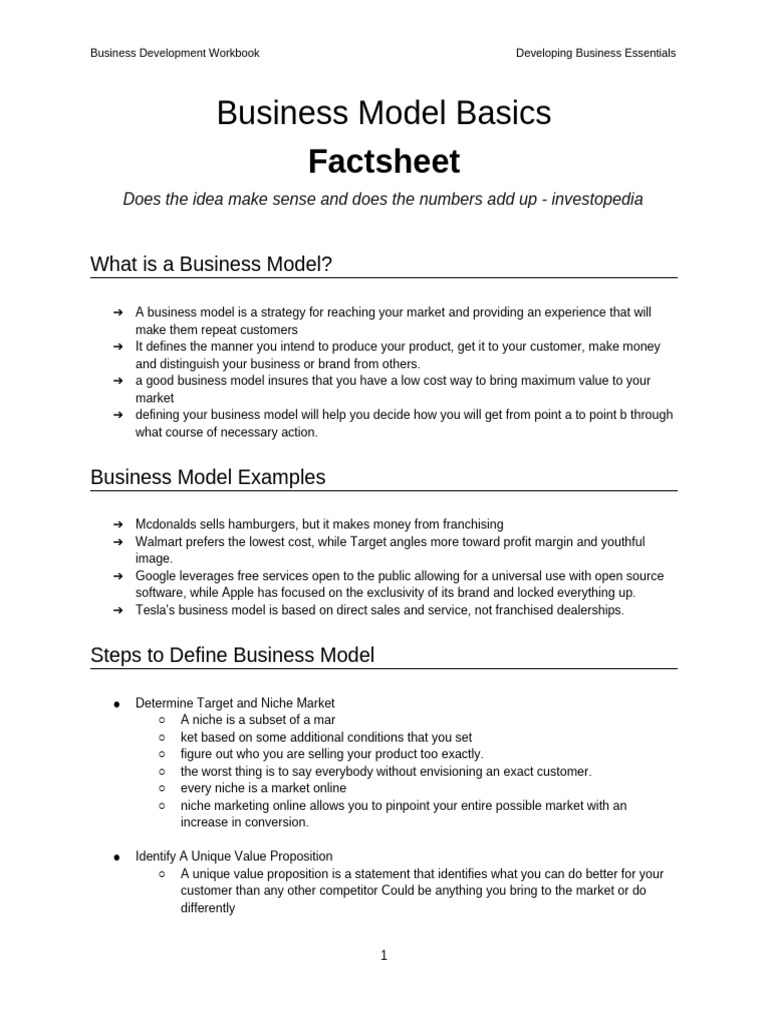 01 Business Model Factsheet | PDF | Business Model | Brand