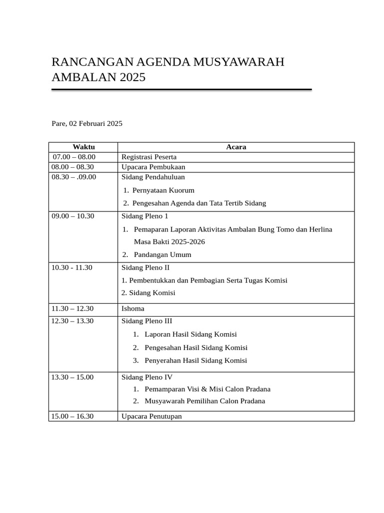 Agenda Musyawarah Ambalan 2025 | PDF