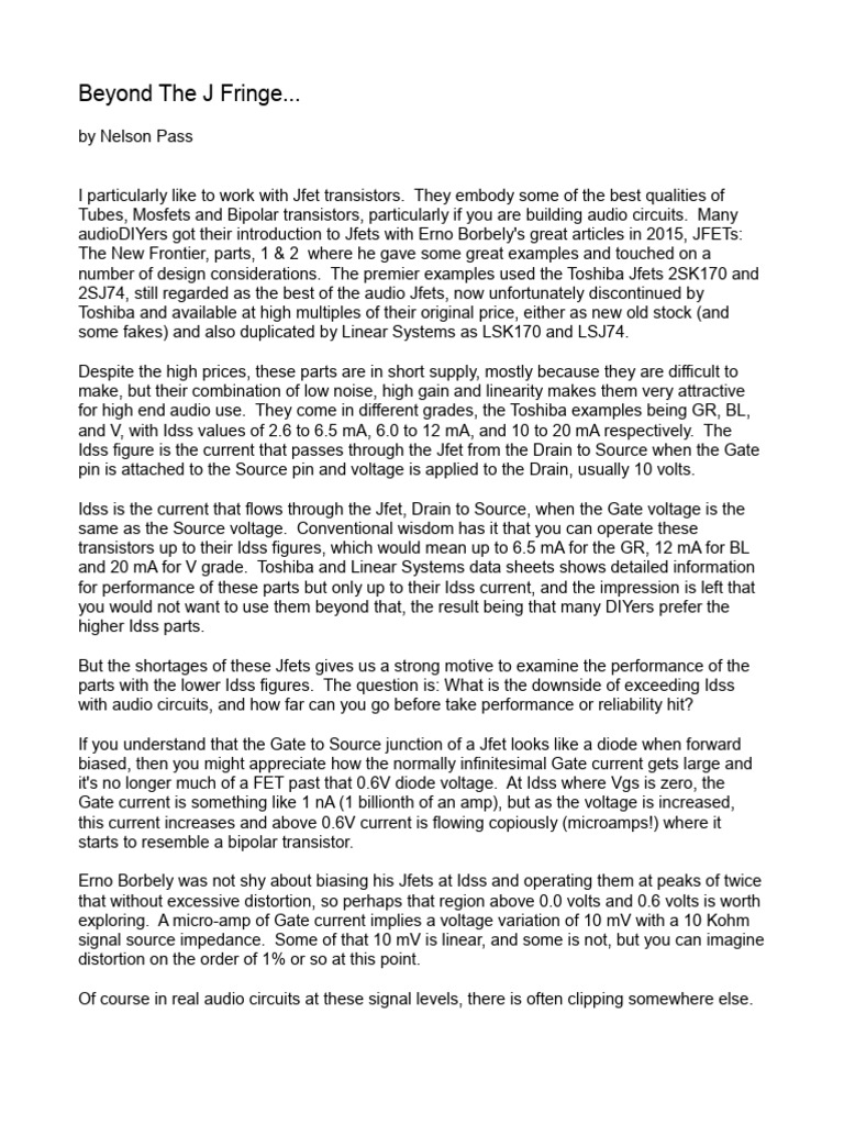 BEYOND THE J FRINGE | PDF | Field Effect Transistor | Transistor