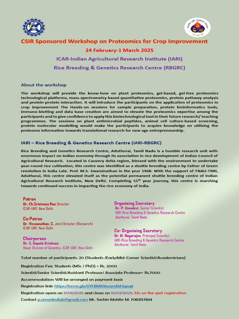 CSIR Sponsored Proteomics Workshop Brochure | PDF | Proteomics | Biotechnology