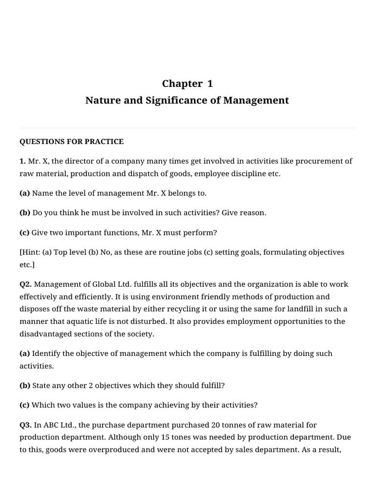 Class 12 BST ch1 Case Studies | PDF | Goal | Employment