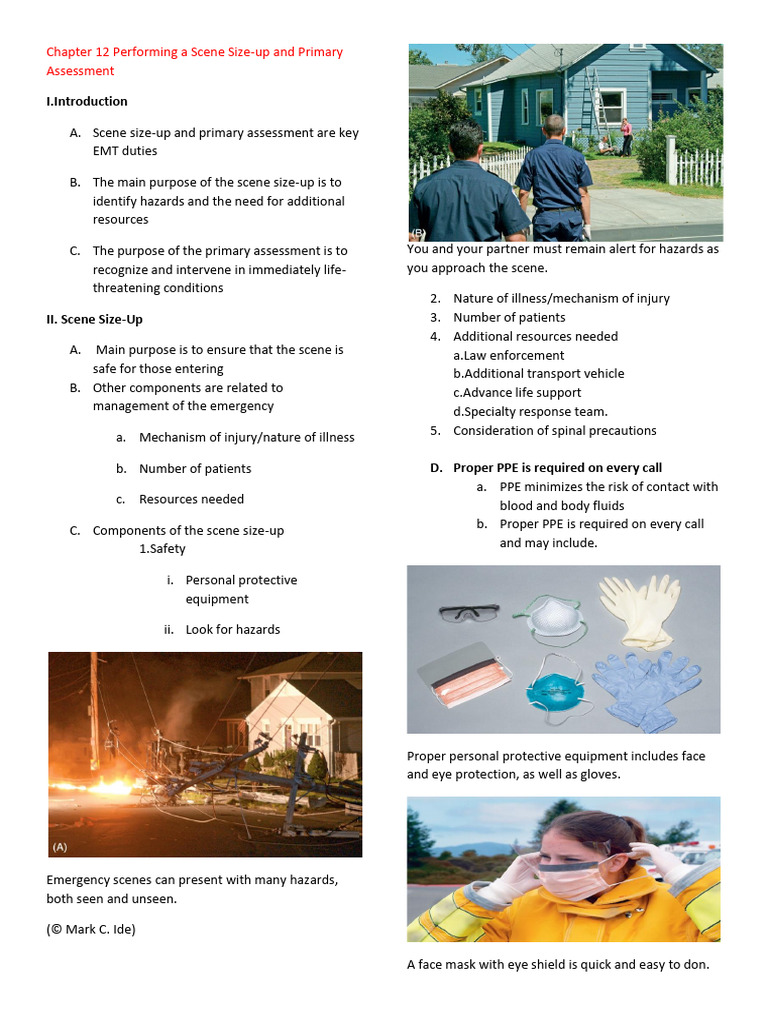 EMT Scene Size-Up and Primary Assessment | PDF | Personal Protective ...
