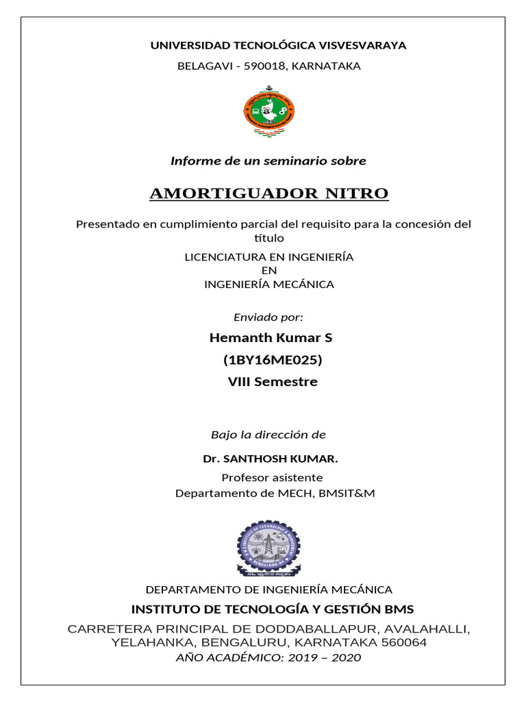 Informe: Amortiguador Nitro | PDF | Viscosidad | Pistón