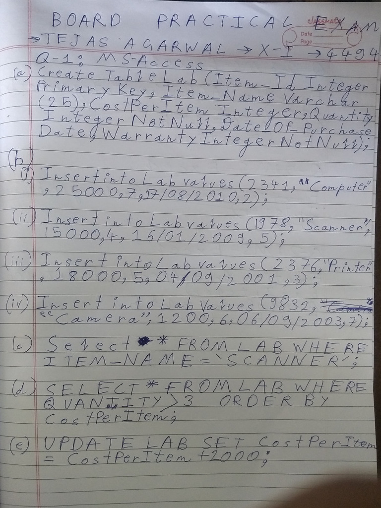 Board Practical Exam Tejas Agarwal X-i | PDF