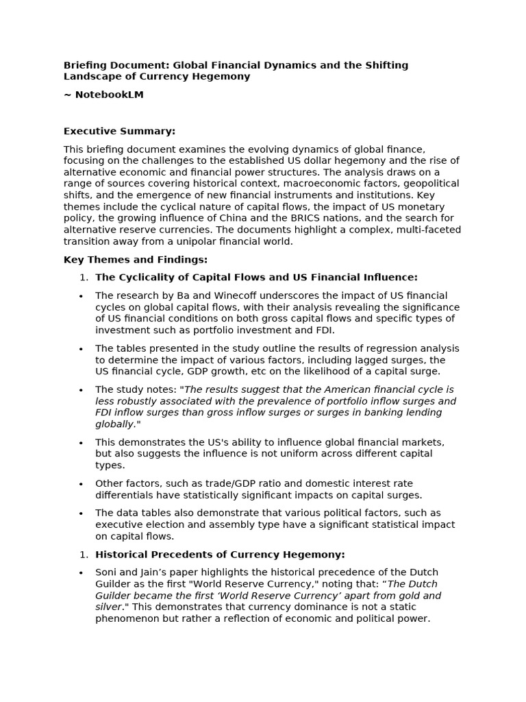Global Financial Dynamics and The Shifting Landscape of Currency ...