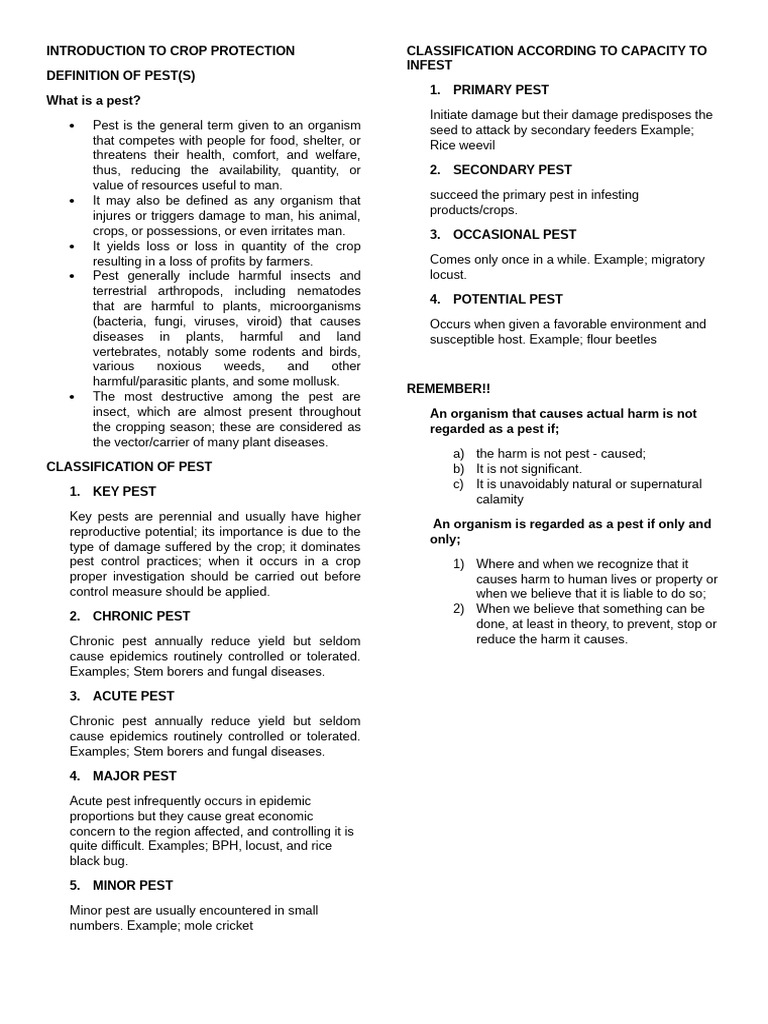 DEFINITION OF PEST(S) | PDF | Pest (Organism) | Organisms