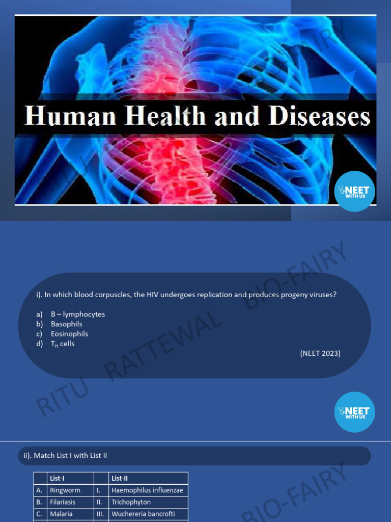 PYQ Human Health and Diseases - Compressed | PDF | Immune System | Hiv