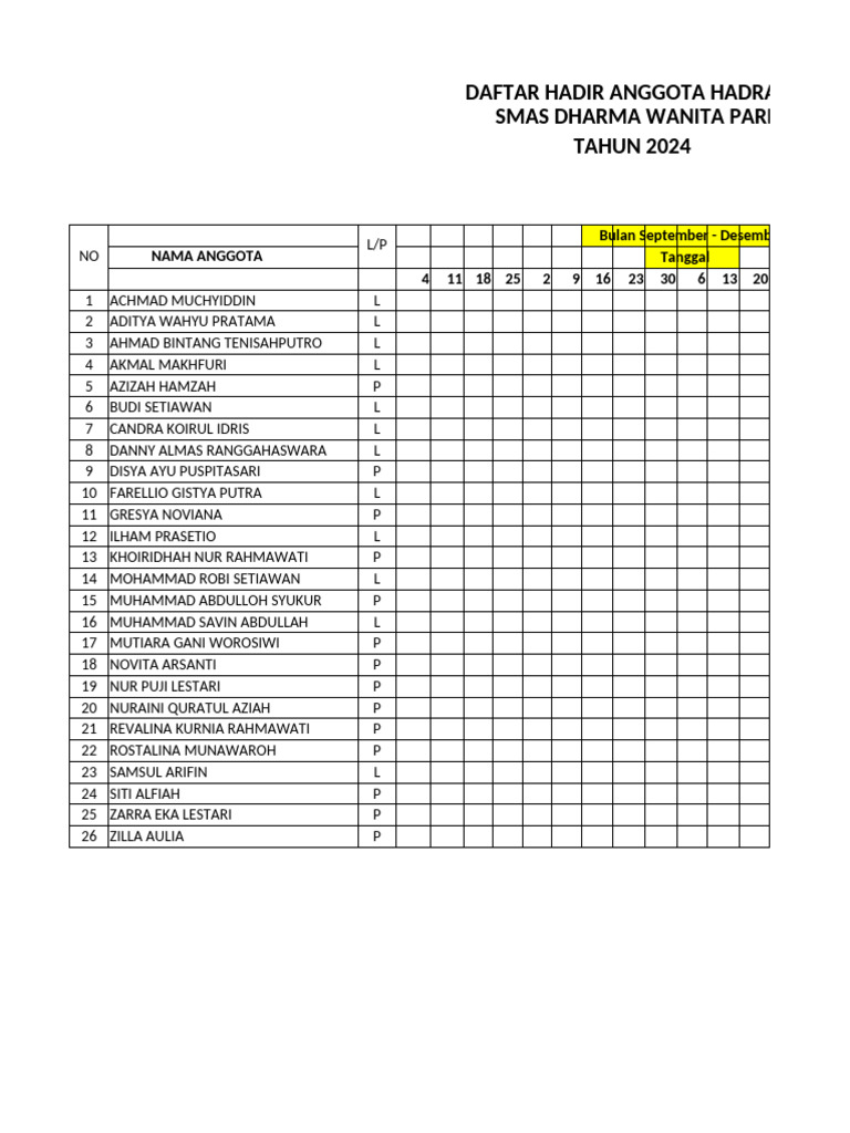 Absensi Hadrah | PDF