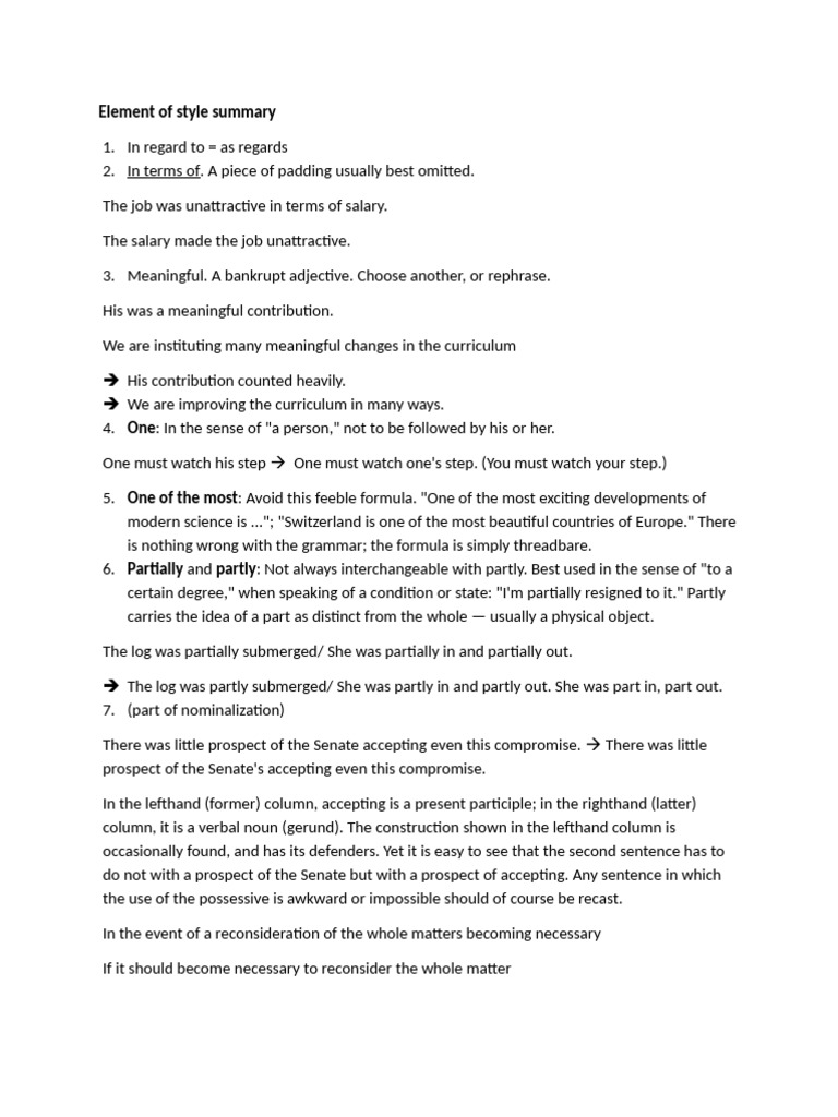 Element of Style Summary | PDF | Adjective | Semantic Units