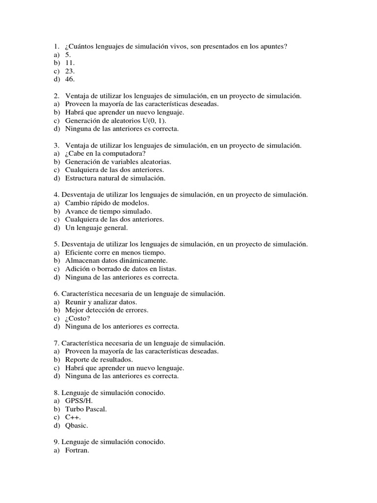 Preguntas 4-lenguaje de simulacion-tec chihuahua | PDF | Programa de computadora | Programación