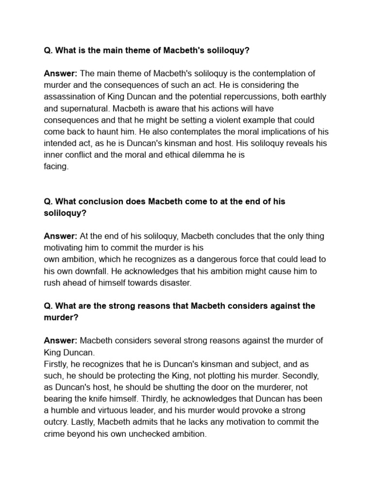 Macbeth's Soliloquy: Ambition and Morality | PDF | Macbeth