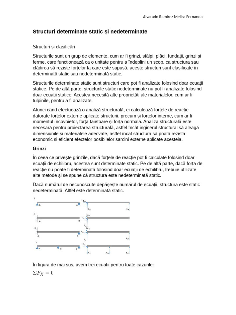 Structuri Static Determinate Și Indeterminate | PDF