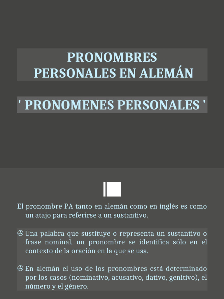 Pronombres Personales en Alemán | PDF | Pronombre | Género gramatical