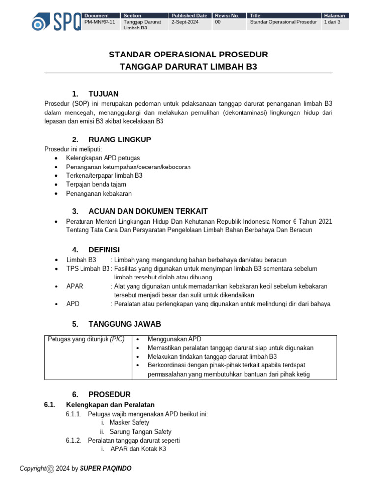 PM-MNRP-11 Tanggap Darurat Limbah B3 | PDF