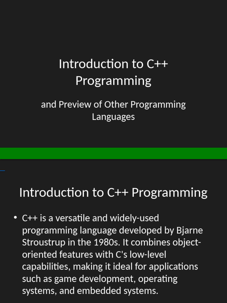 Introduction to CPP and Other Languages Programming Theme | PDF