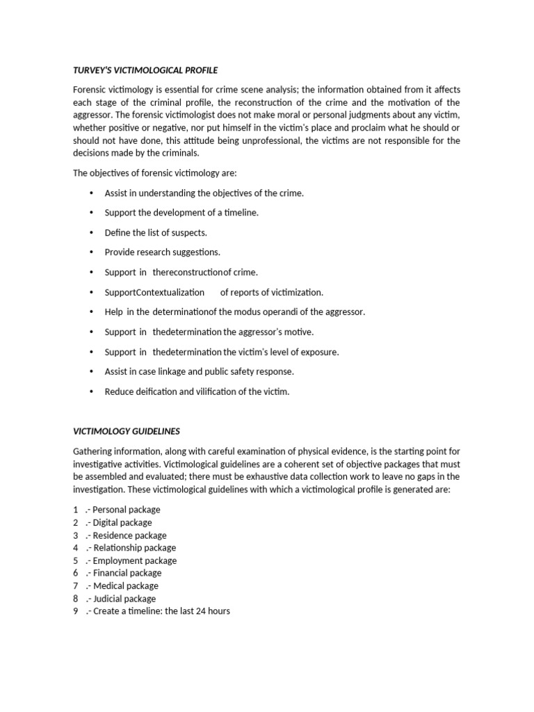 Victimological Profile of Turvey | PDF | Crimes | Crime & Violence